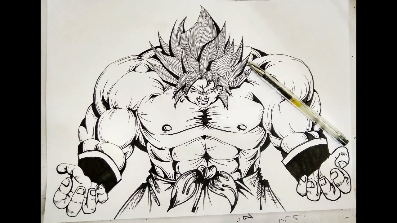 How To Draw Broly the legendary super Saiyan - step by step tutorial ...