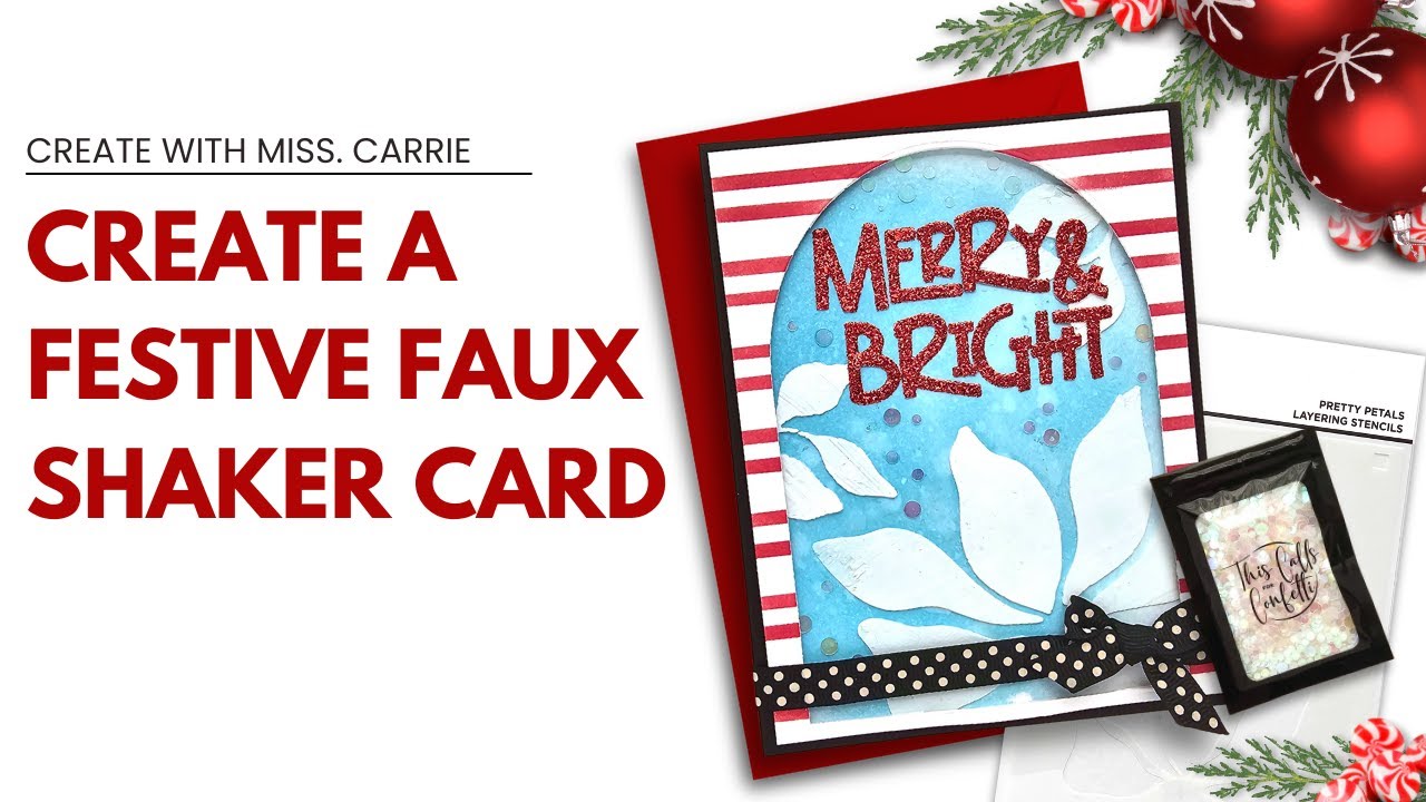 Create a Simple Holiday Faux Shaker Card with Stencils - YouTube