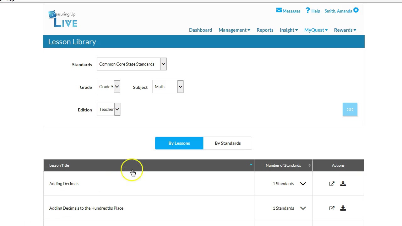 Measuring Up Live Current MyQuest Customers: Lesson Library - YouTube