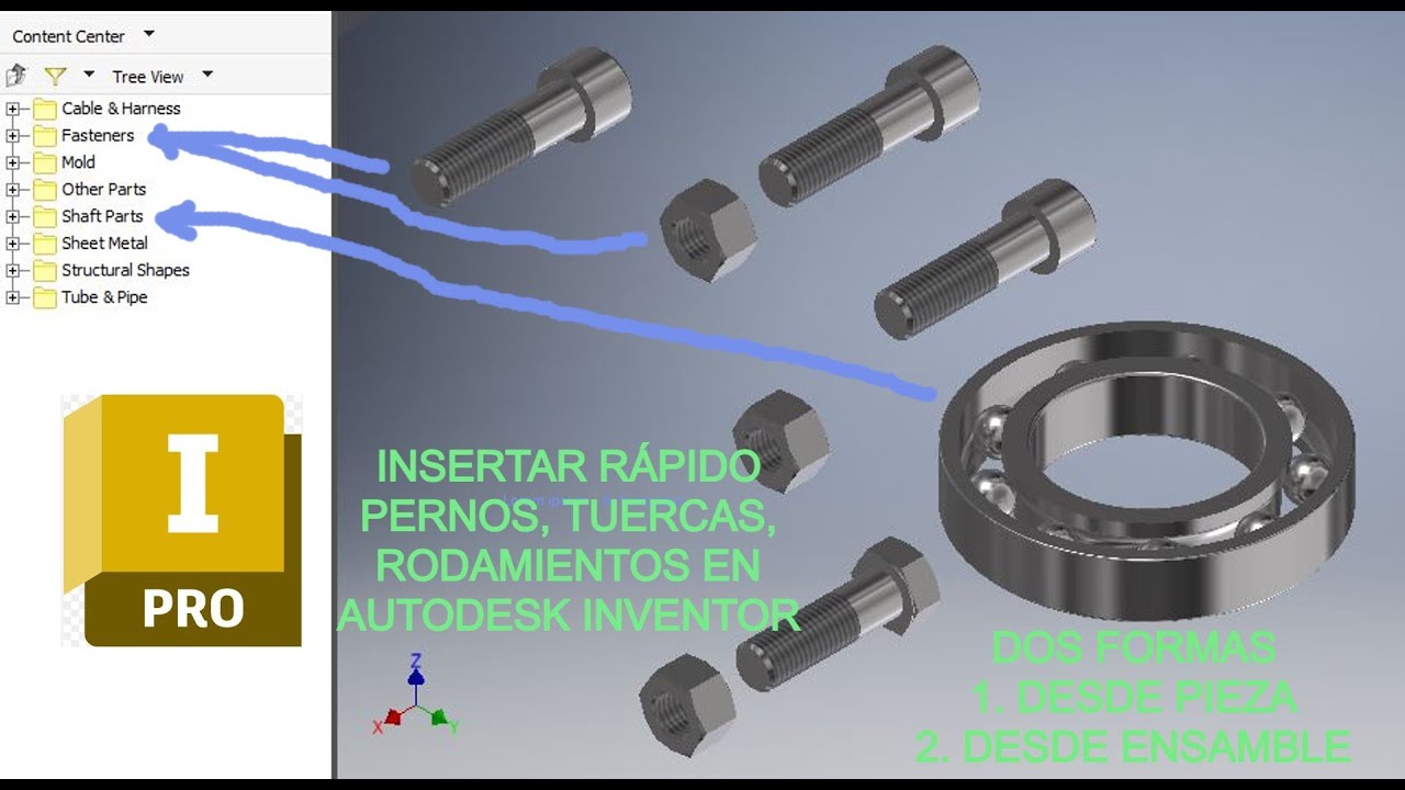 ASMR - Como insertar rápido Pernos, Rodamientos, Tuercas en Autodesk ...