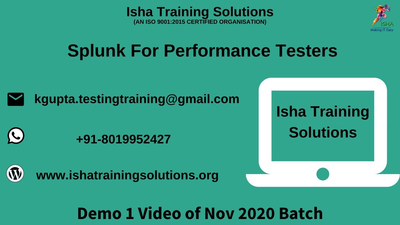 Splunk Demo 1 on 6th Nov 2020. / Pls call/whatsapp us on +91-8019952427 ...