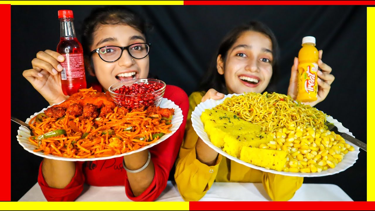 RED vs YELLOW FOOD | RED vs YELLOW FOOD EATING CHALLENGE | ONE COLOR ...