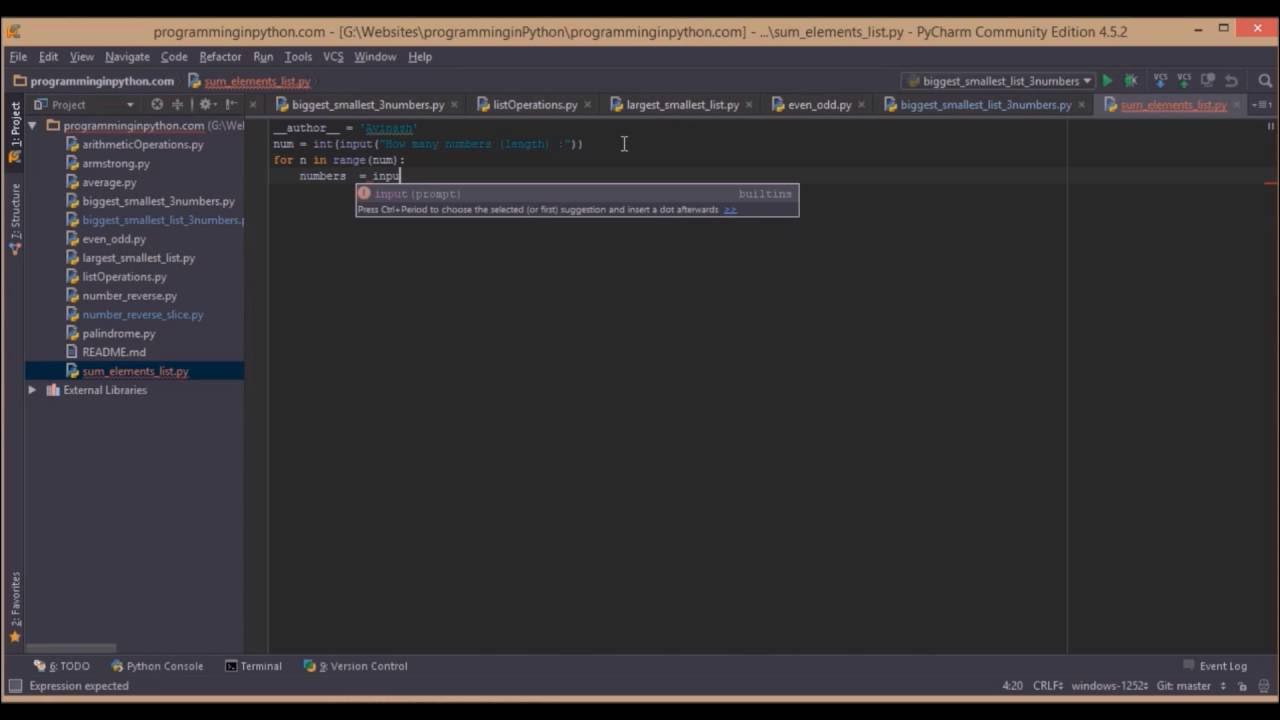Python program to calculate the sum of elements in a list || programminginpython.com - YouTube