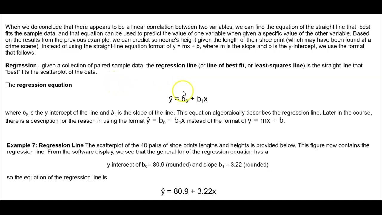 Math 14 2.4 Regression and Regression Equation - YouTube