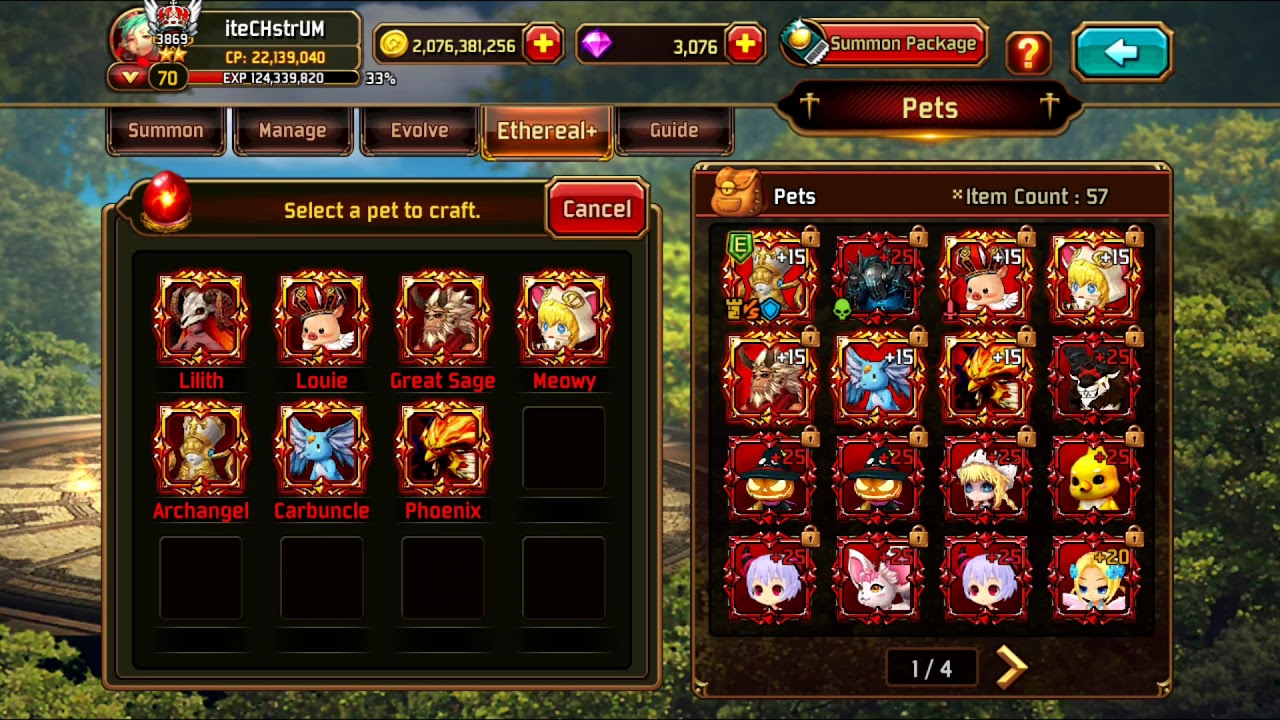 Kritika The White Knights - Crafting Ethereal+ Lilith Pet - YouTube