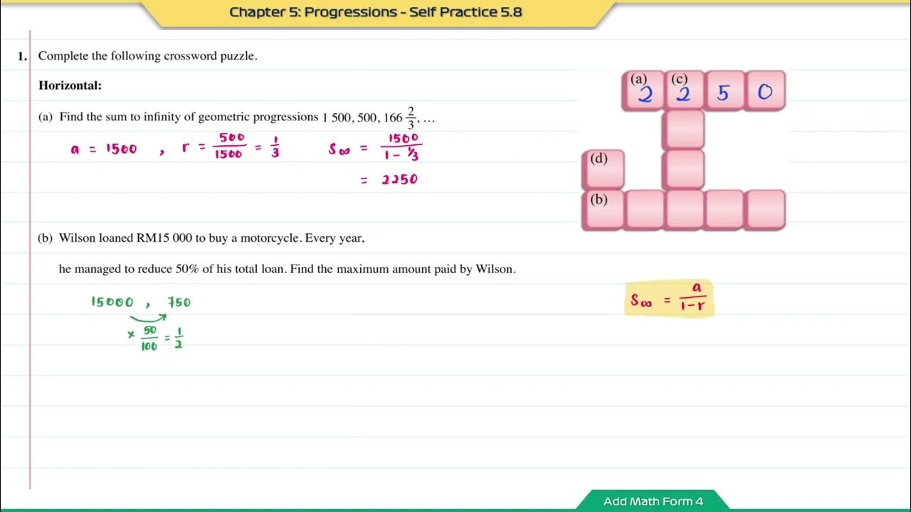 Add Math Form 4 - Chapter 5: Progressions - Self Practice 5.7, 5.8 & 5. ...