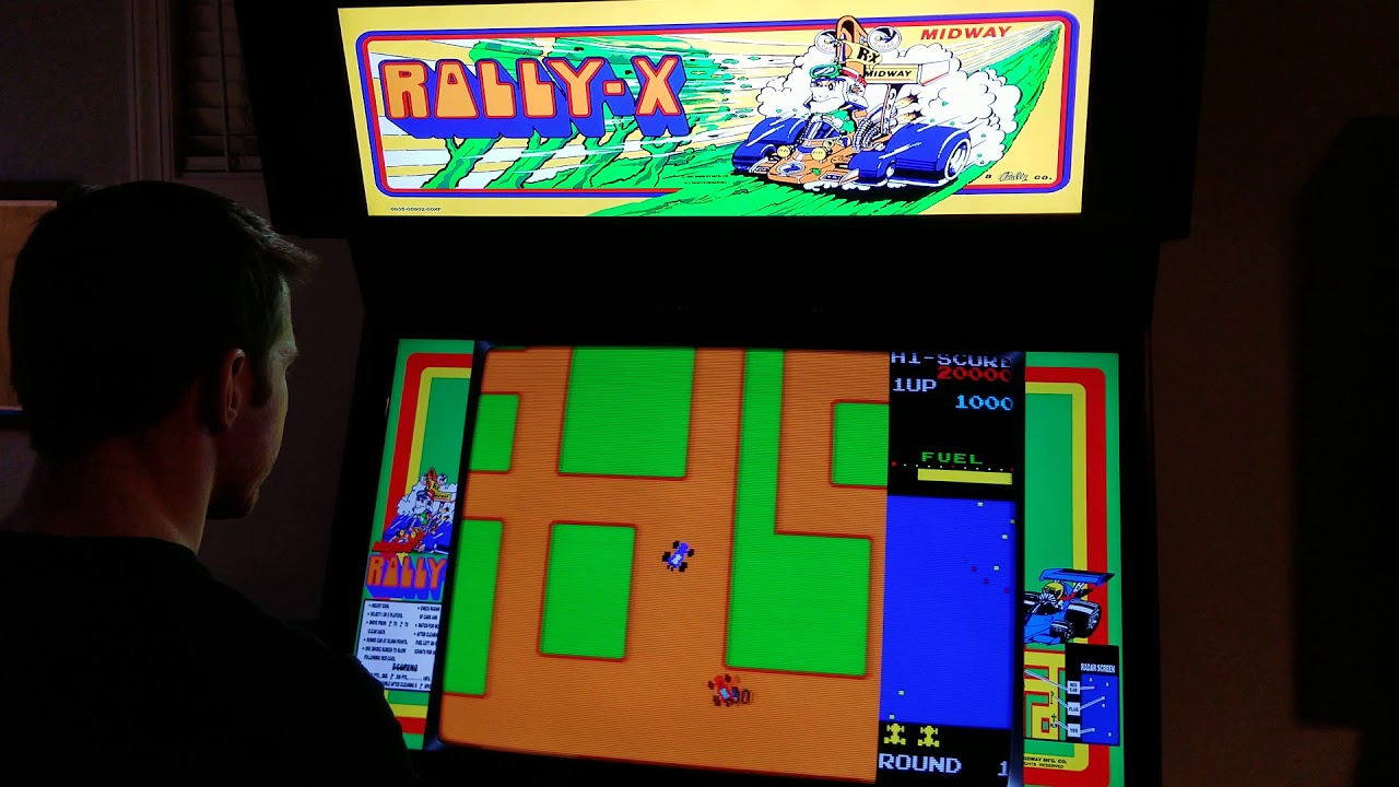Rally-X Arcade Cabinet MAME Gameplay w/ Hypermarquee - YouTube