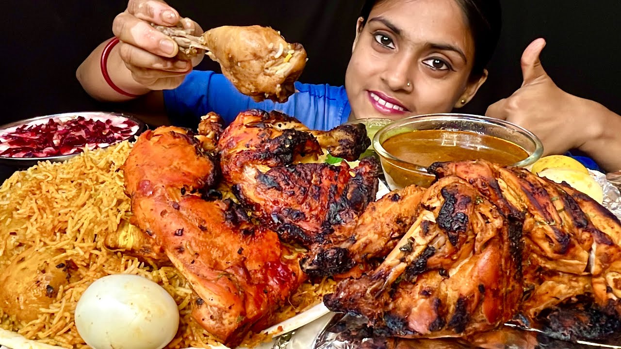 Eating Chicken Biryani Toondori Whole Chicken Toondori Chicken Tangdi ...