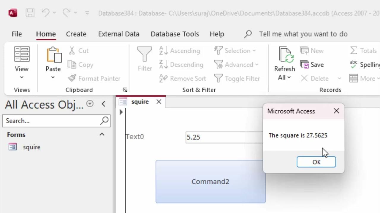 VBA code in Ms Access for calculating Square@COMPUTEREXCELSOLUTION #msaccess #access - YouTube