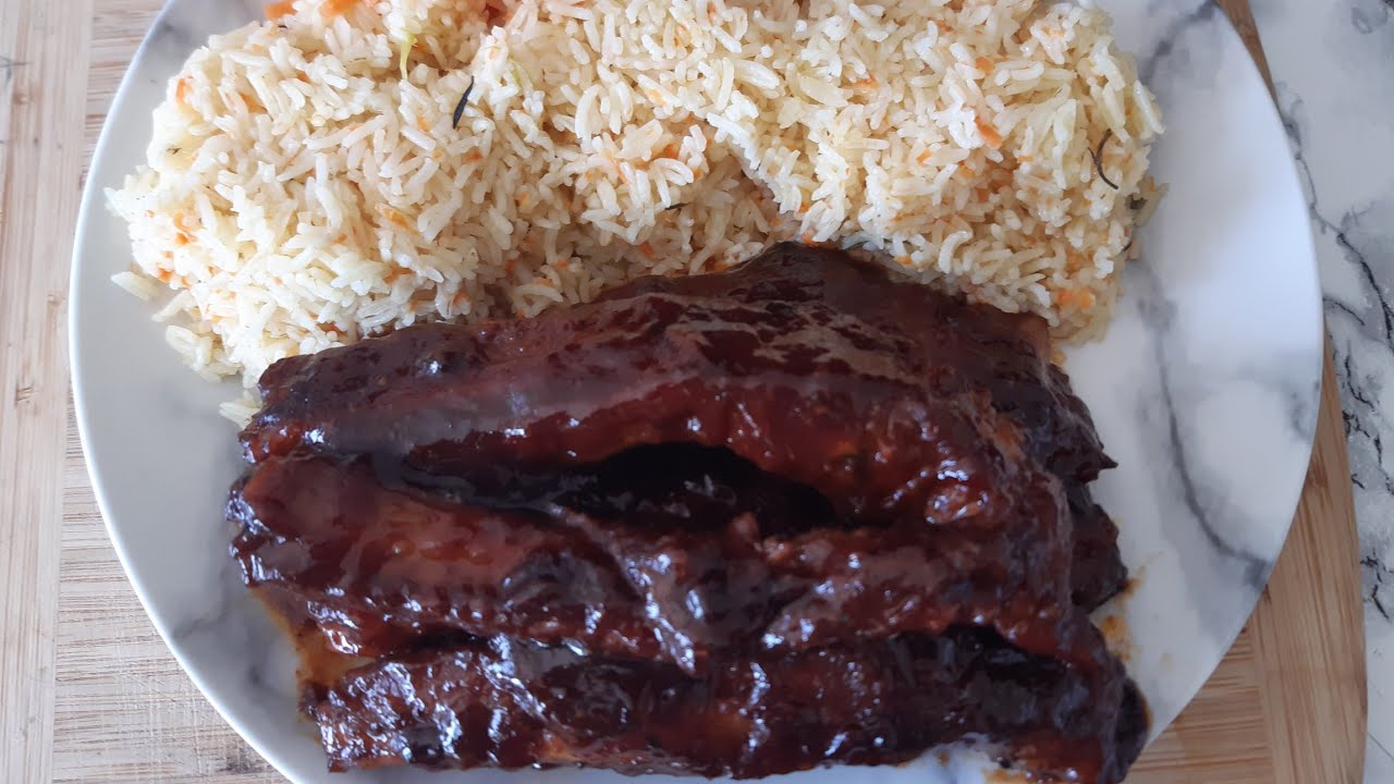 BARBECUE PORK RIBS WITH CARROT 🥕 RICE JAMAICA STYLE 🇯🇲 🇯🇲🇯🇲🇯🇲🇯🇲🇯🇲SUPER ...