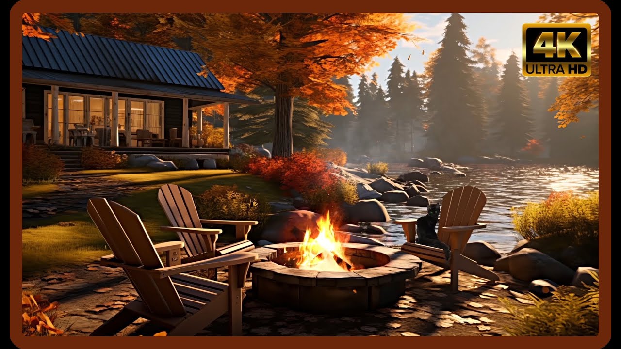 Nightfall Whispers: Tranquil Lake Ambience - 4K Visuals, Cozy Fire Pit ...