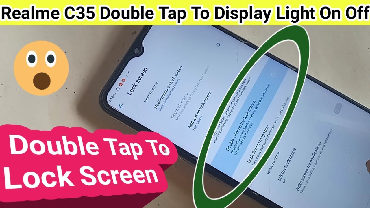 Realme c35 double tap to lock screen On Off settings - YouTube