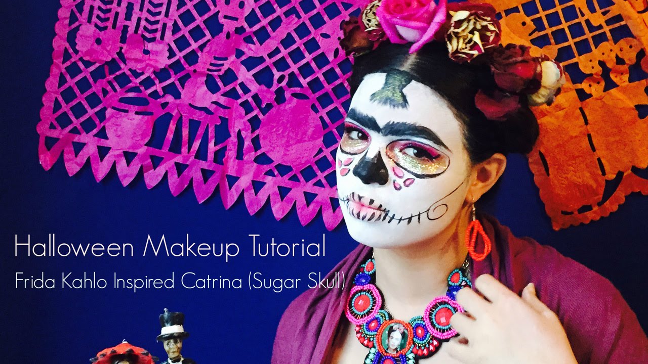 Frida Kahlo inspired Catrina (Sugar Skull) Makeup Tutorial. - YouTube