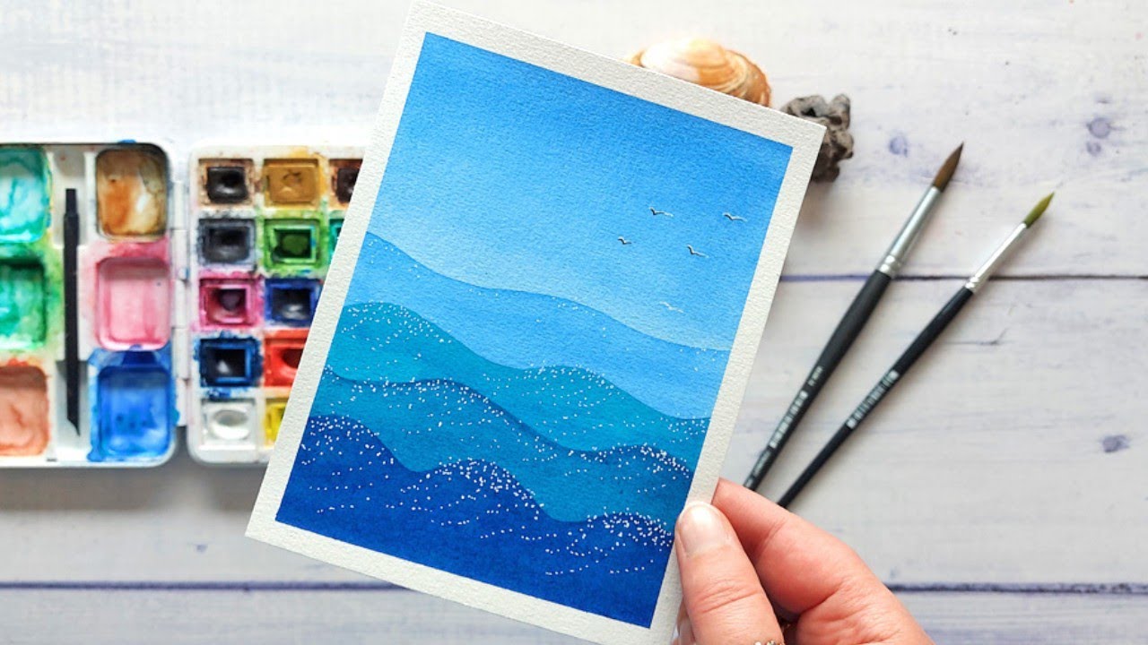 Blaue Wellen malen mit Aquarellfarben - anfängerfreundlich 😊 - YouTube