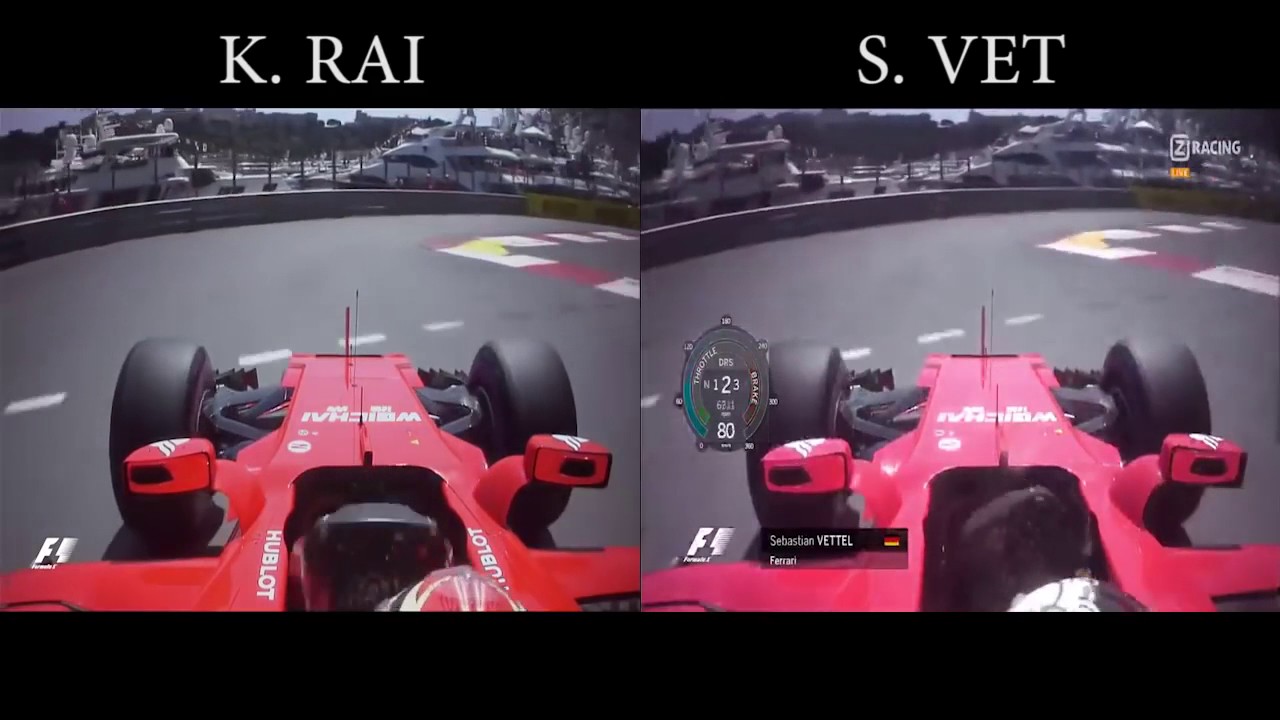Raikkonen P1 vs Vettel P2 Qualifying Lap Comparison F1 Monaco 2017 ...