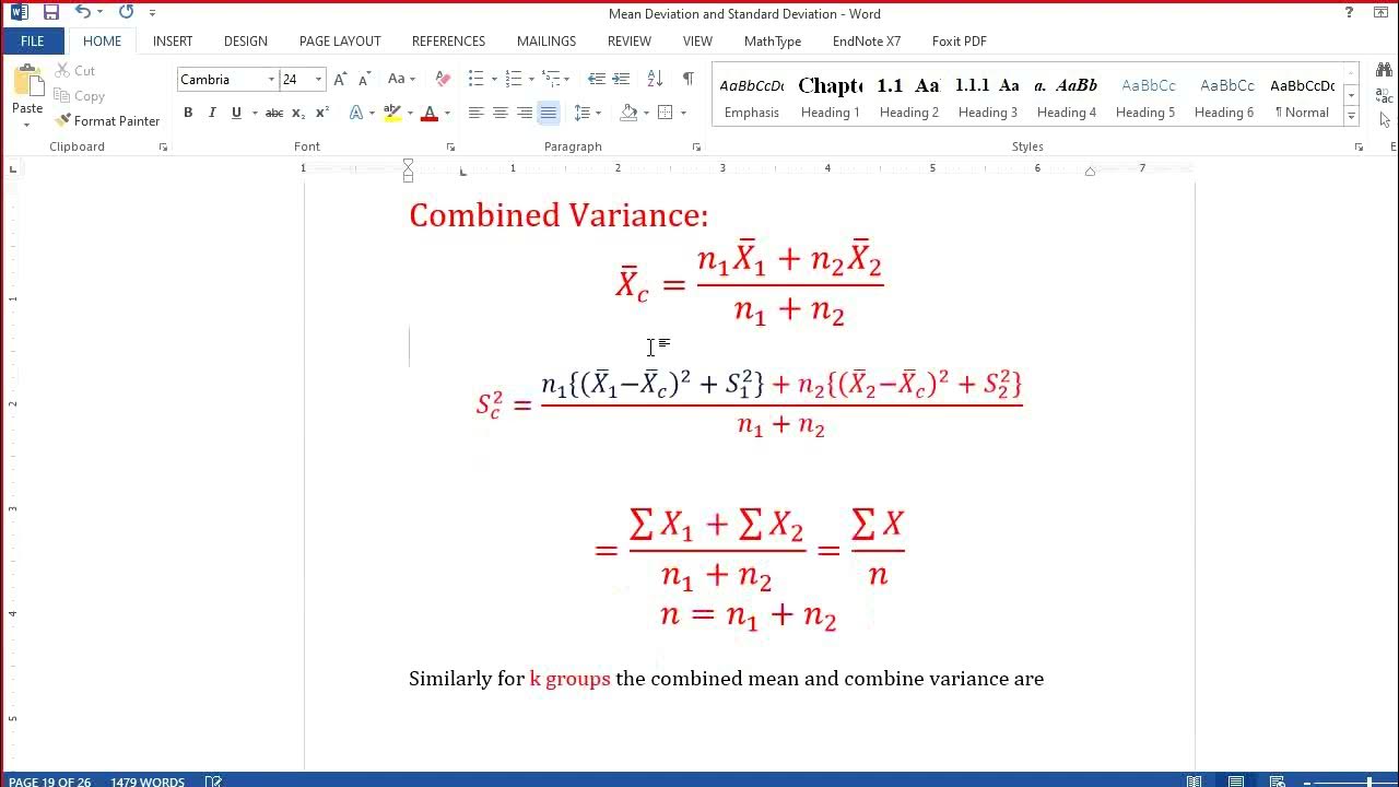Lecture # 9 Combined Mean & Combined Variance - YouTube