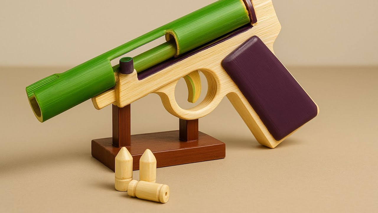 Cara membuat pistol mainan dari bambu kreatif - YouTube