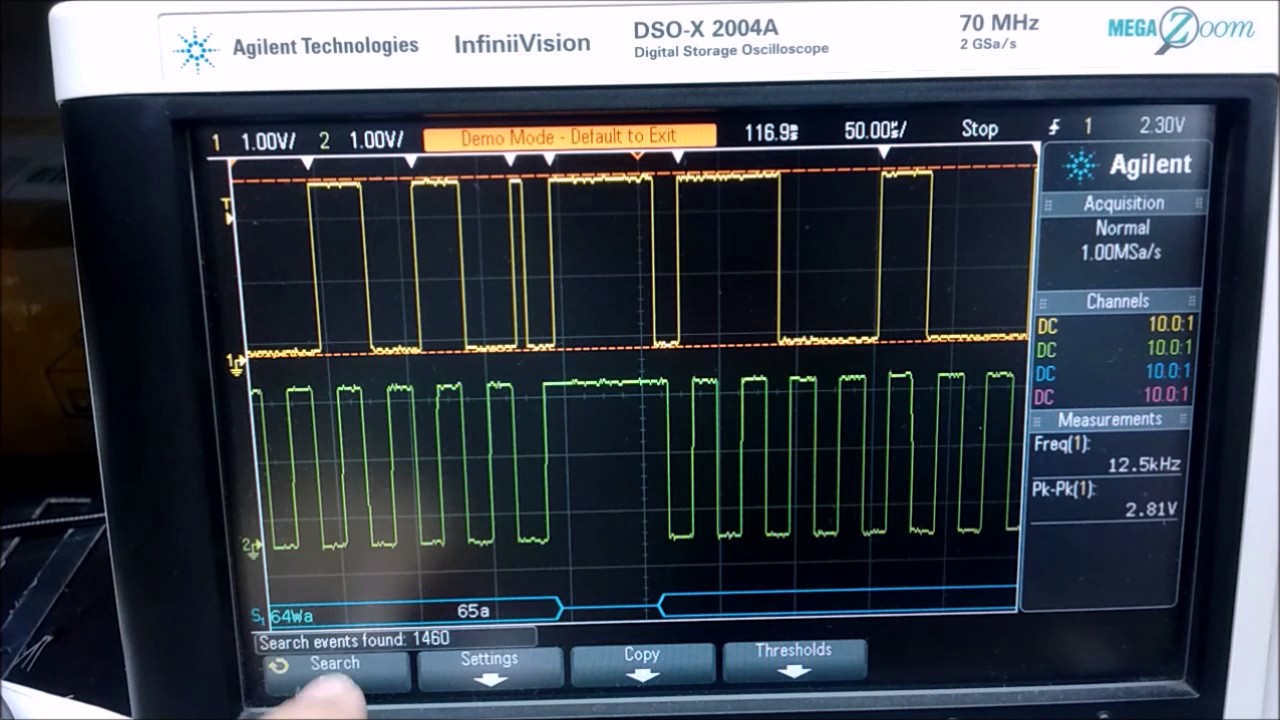 Decodificação serial I2C no osciloscopio Agilent / Keysight dso-x 2000 ...