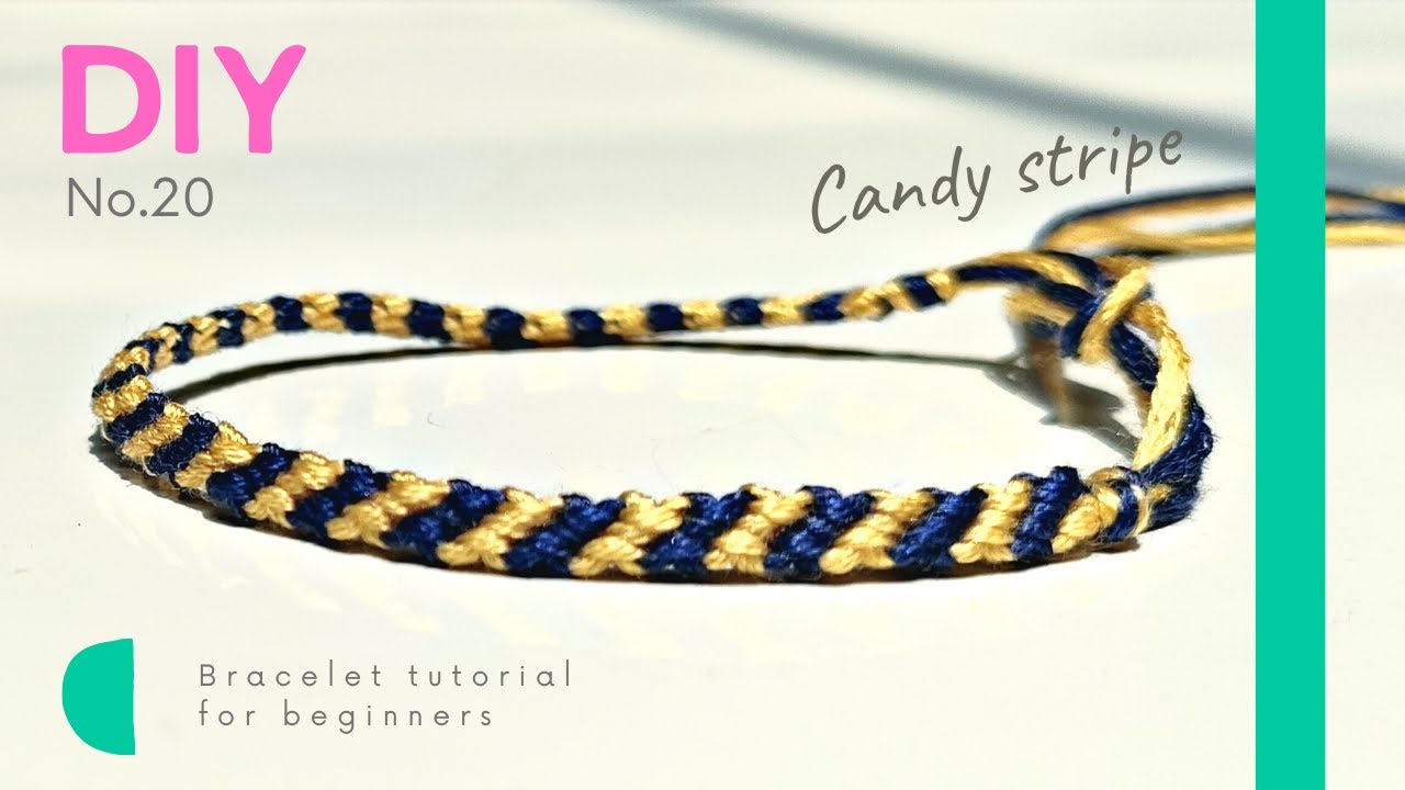 Candy stripe friendship bracelet 2 colors tutorial for beginners - YouTube