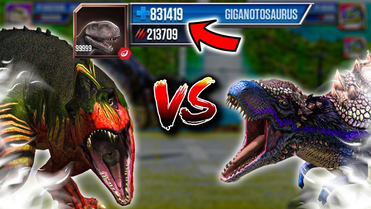 Giganotosaurus Vs Glythronax Level 999 | Jurassic World: The Game - Youtube