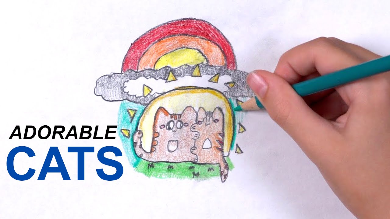 How to draw 2 CATS hugging - EASY! - YouTube