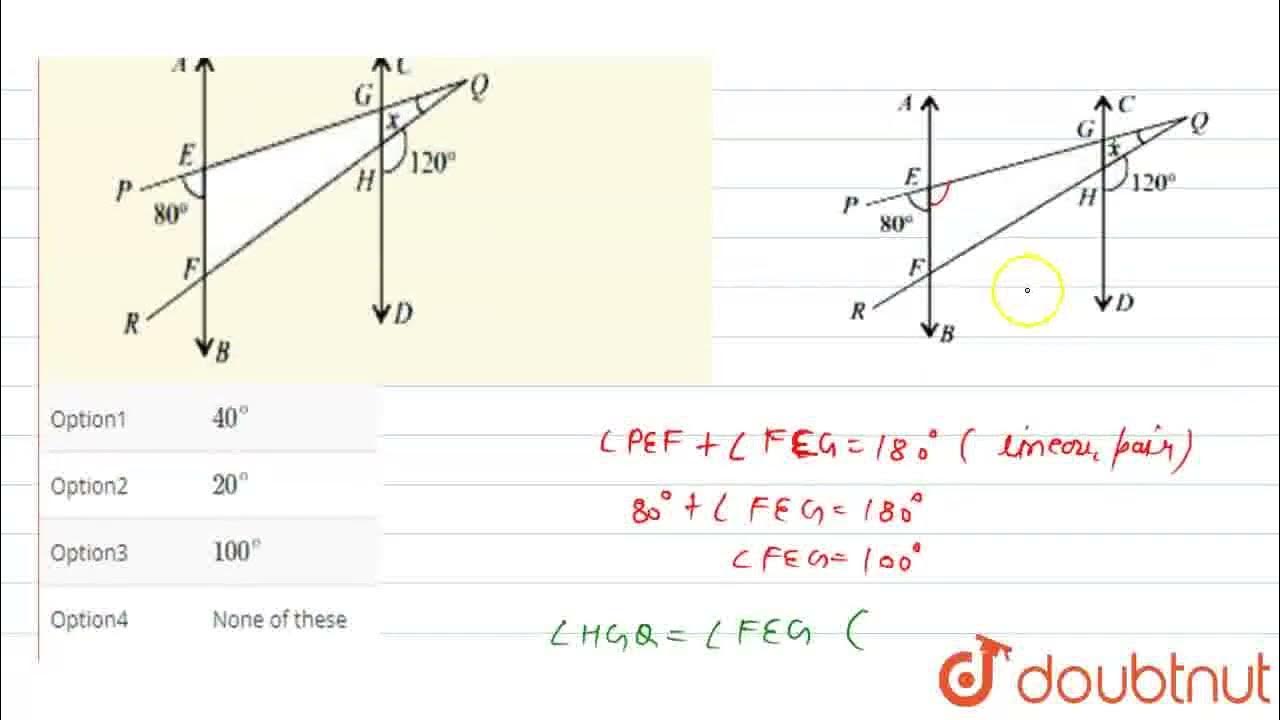 In the given figure, AB II CD and PQ, QR intersects AB and CD both at E, F and G, H respectively ...
