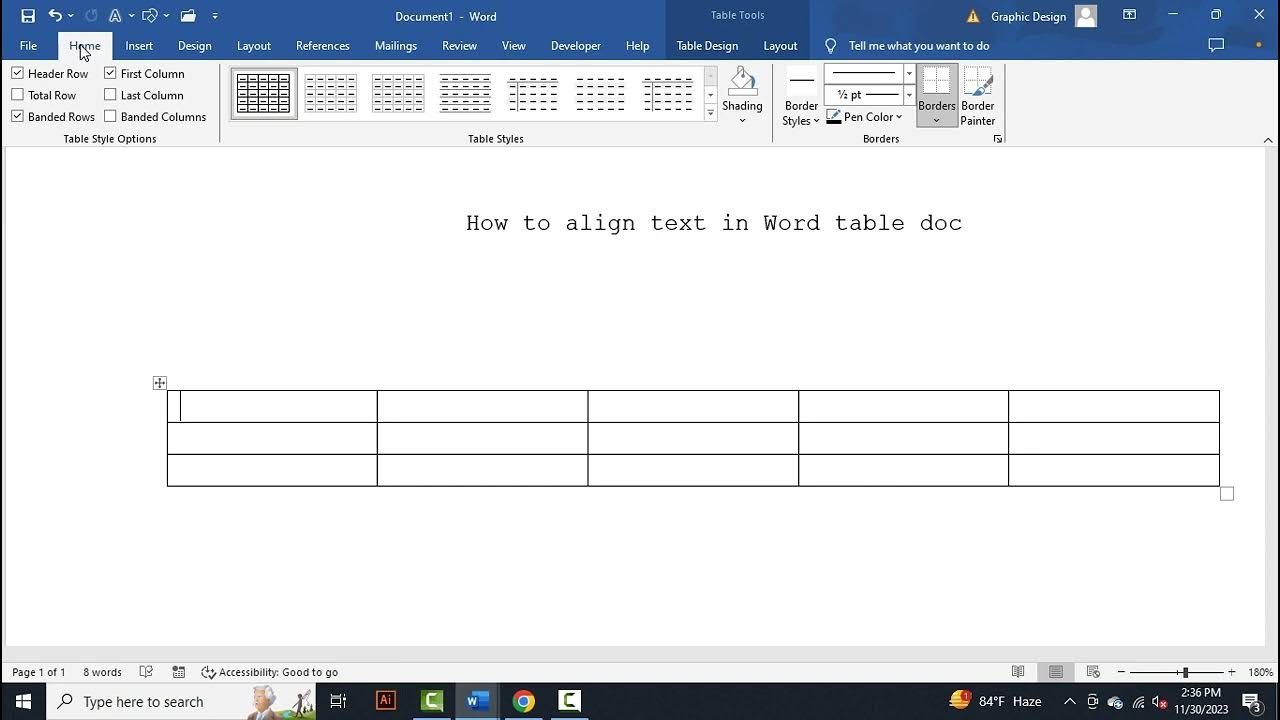 How to align text in Word table doc - YouTube