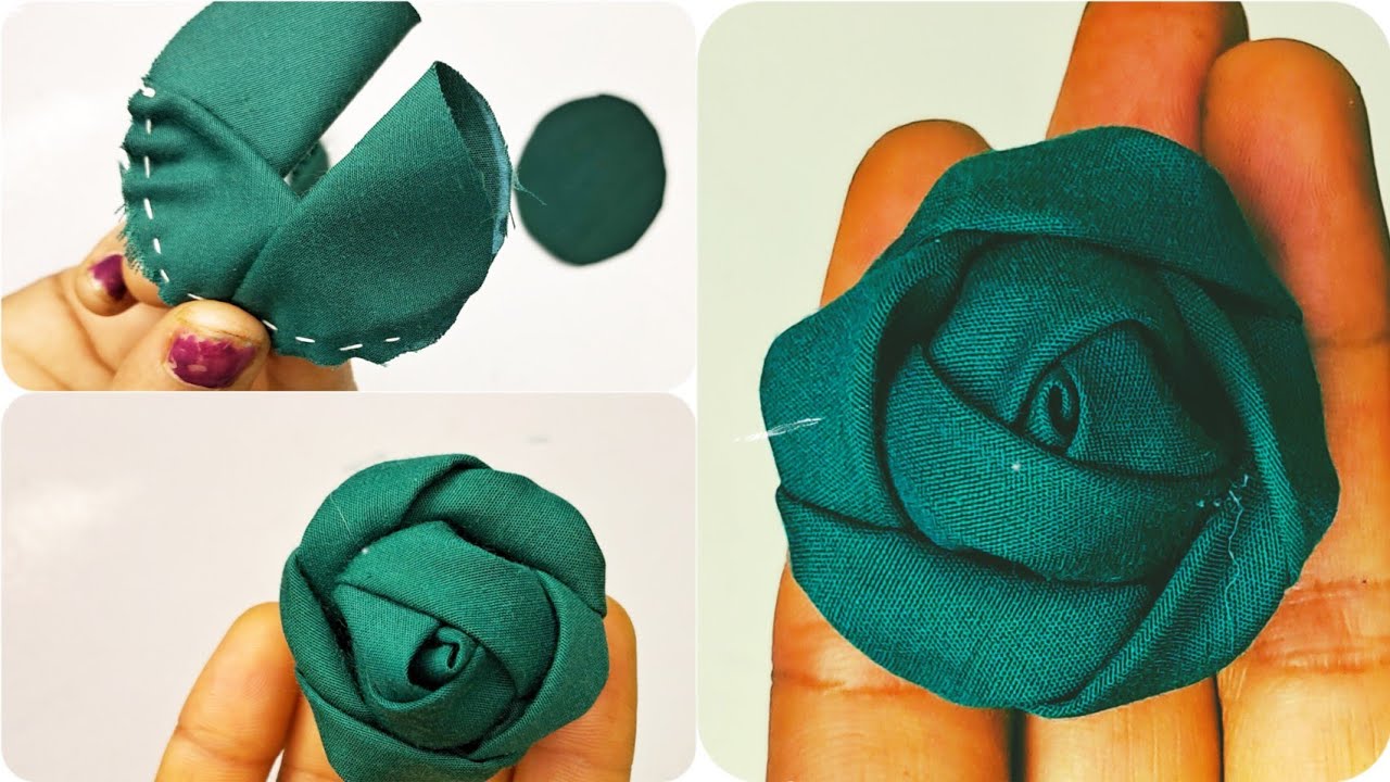 DIY:How to make a cloth flower in just 5 minutes'/Easy trick fabric ...
