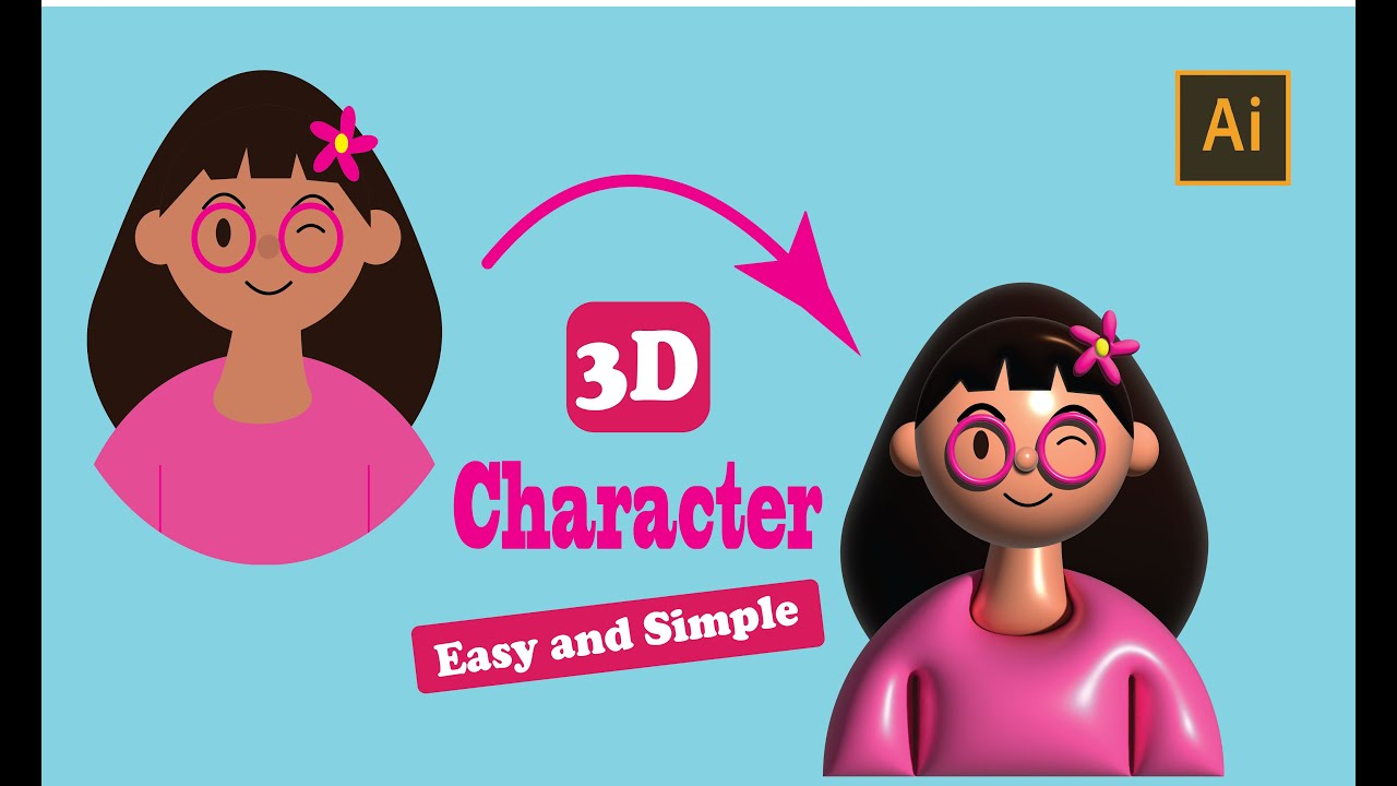 How To Make 3D Human Design Character with Adobe Ilustrator - YouTube