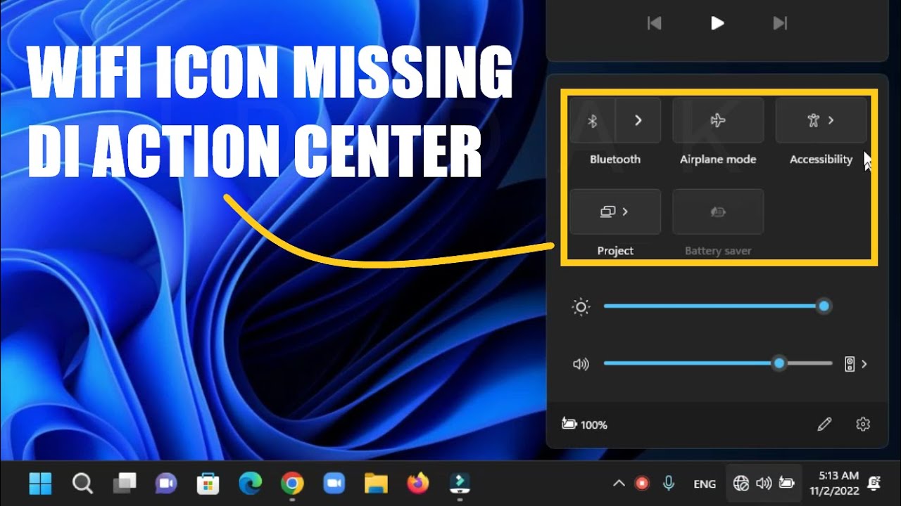 Wifi Icon Missing (Hilang) di Action Center Windows 11 - SOLUSI - YouTube