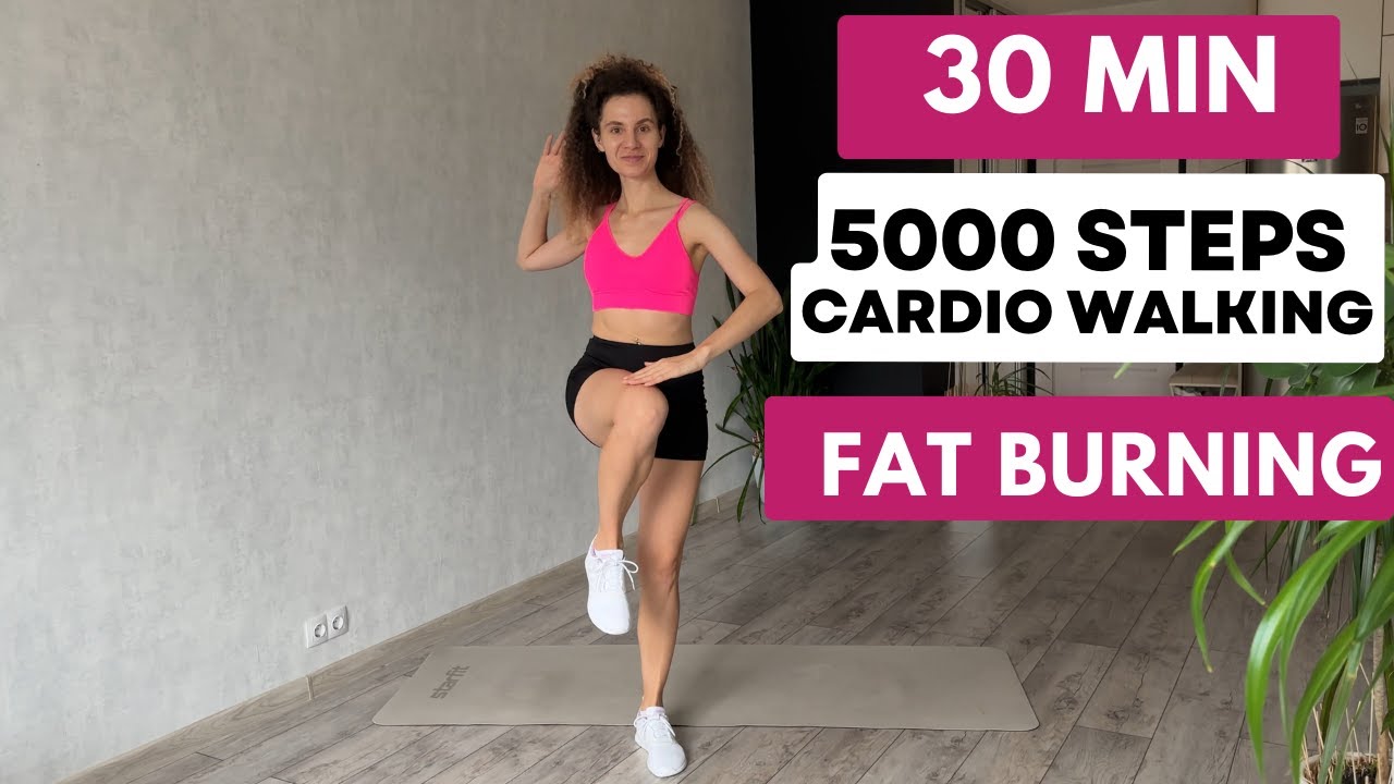 5000 STEPS IN 30 MIN / Walking Fat Burn / No Jumping / Super Fun - YouTube