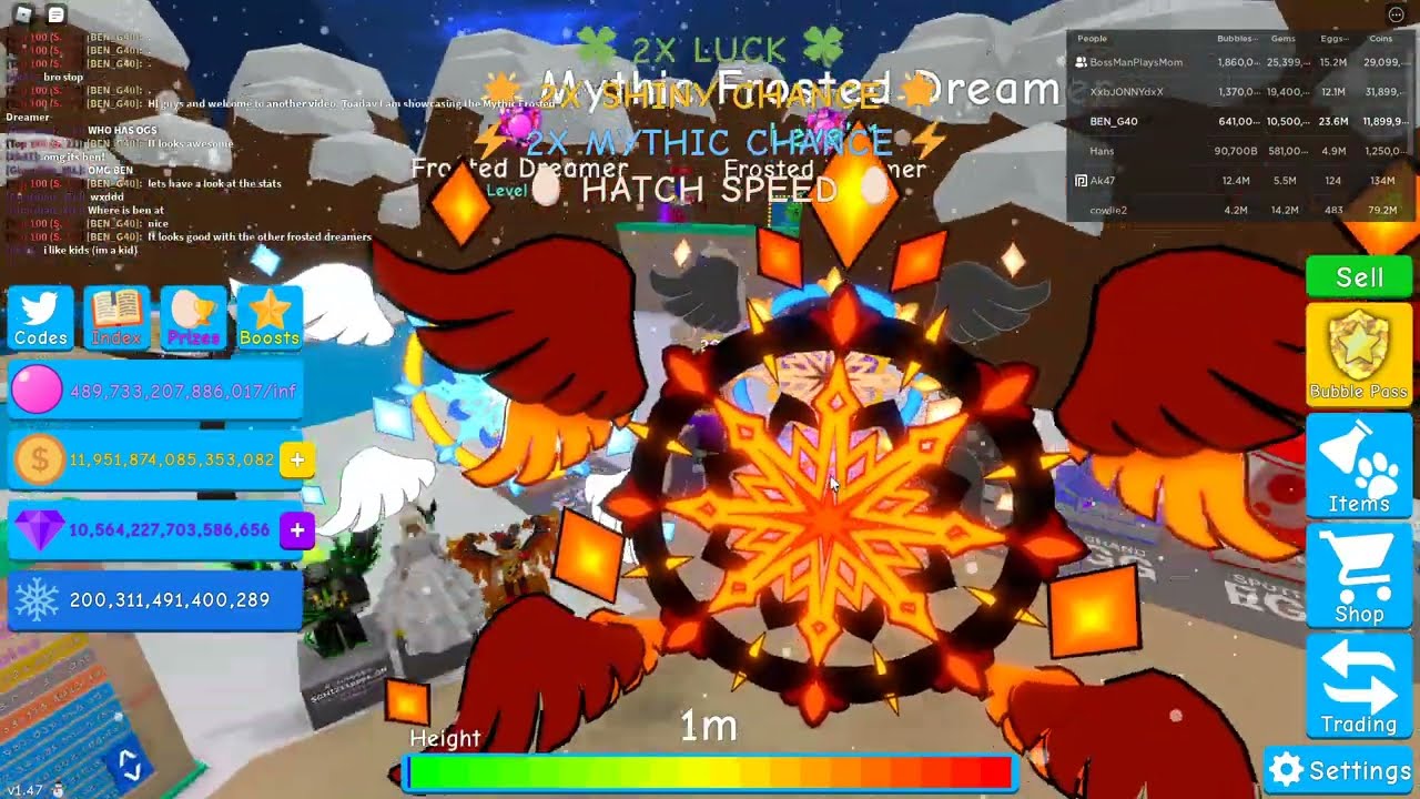 Showcasing A Mythic Frosted Dreamer Secret Pet (Bubble Gum Simulator ...