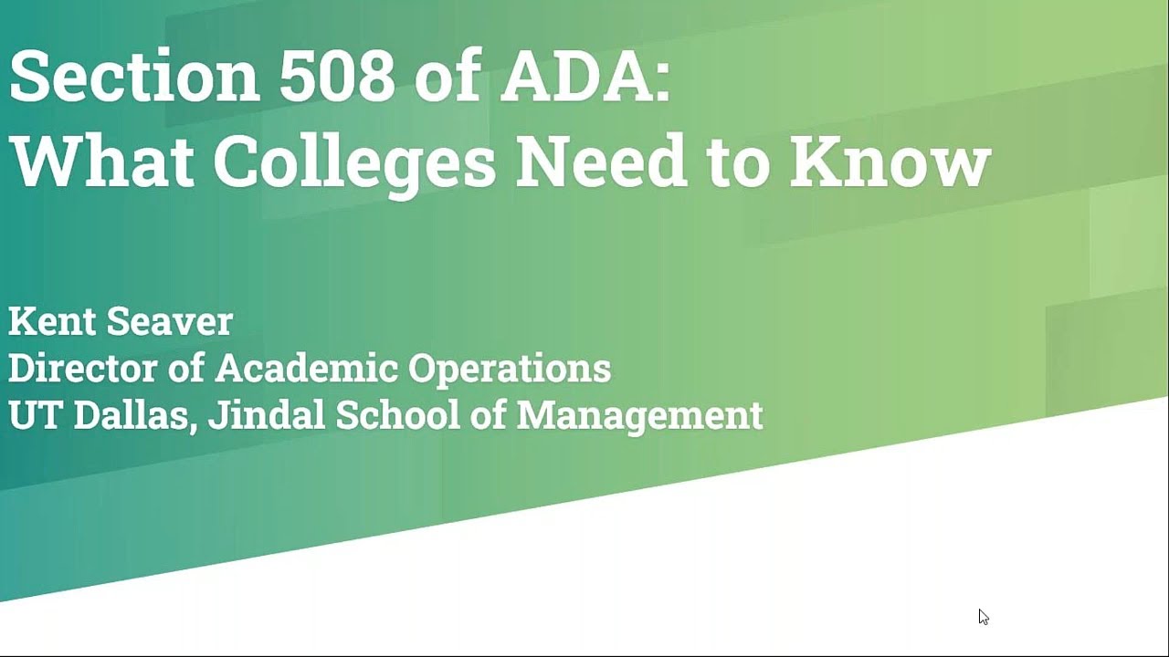 Section 508 of ADA: What Colleges Need to Know - YouTube