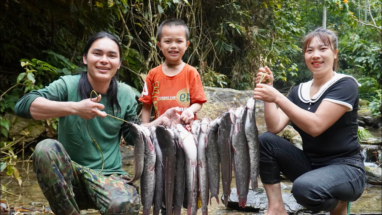 harvest, stream fish, bamboo shoots, fence around the farm, farm life ...