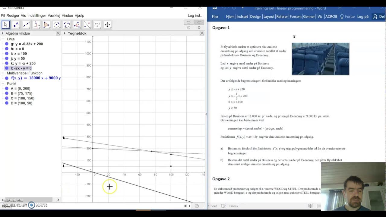 Lineær programmering - Niveaulinjer i Geogebra - YouTube