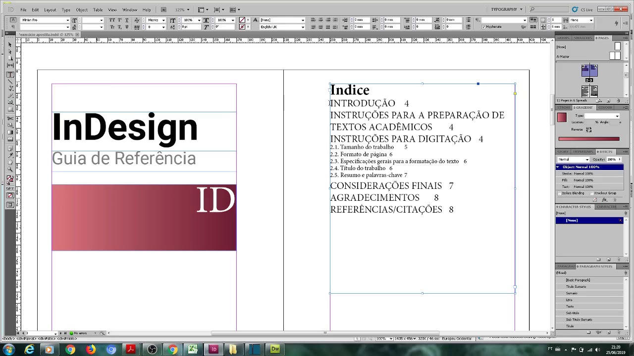 Como montar uma apostila no InDesign | aula 8 sumario - YouTube