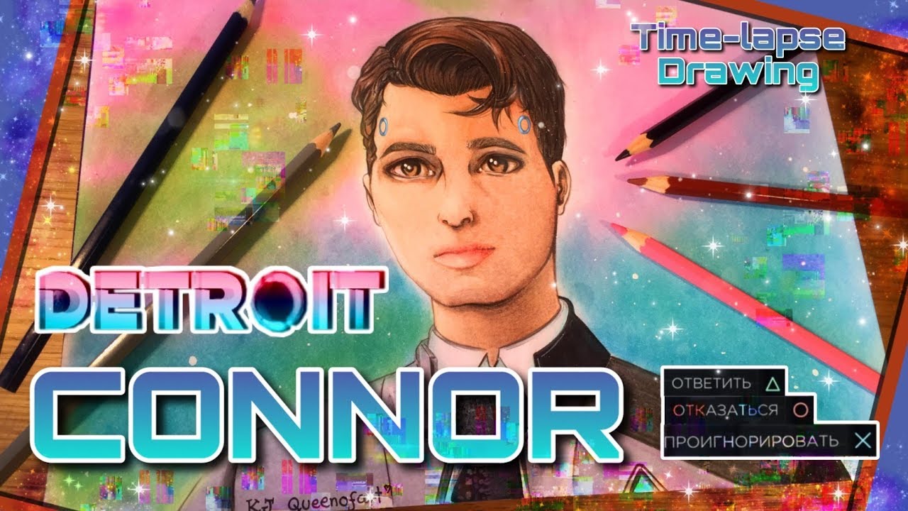 Connor- Detroit: Become Human (Speed Drawing) ♛ KJ Queenofart - YouTube