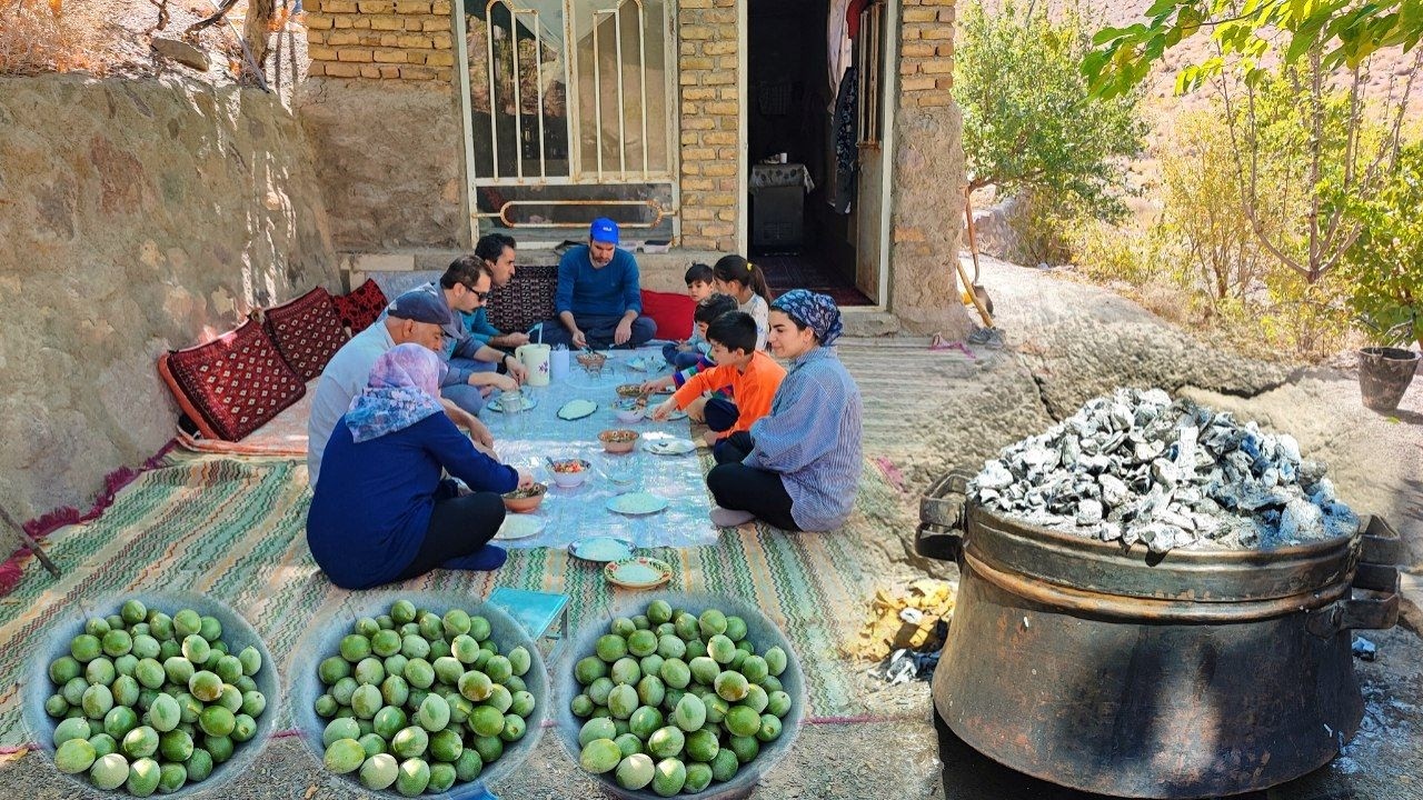Daily village life: cooking authentic Iranian vegetable quorme:picking ...