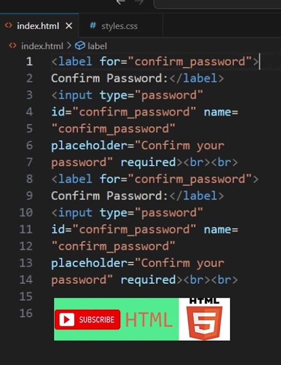 Html Input Label Confirm Password Placeholder Learn Coding Htmlcode Html Code Htmltutorial