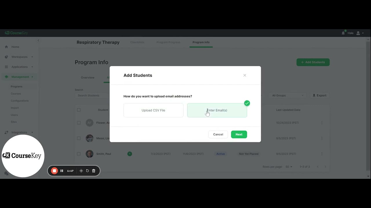 CourseKey Tutorials: How to Add Students to Programs - YouTube
