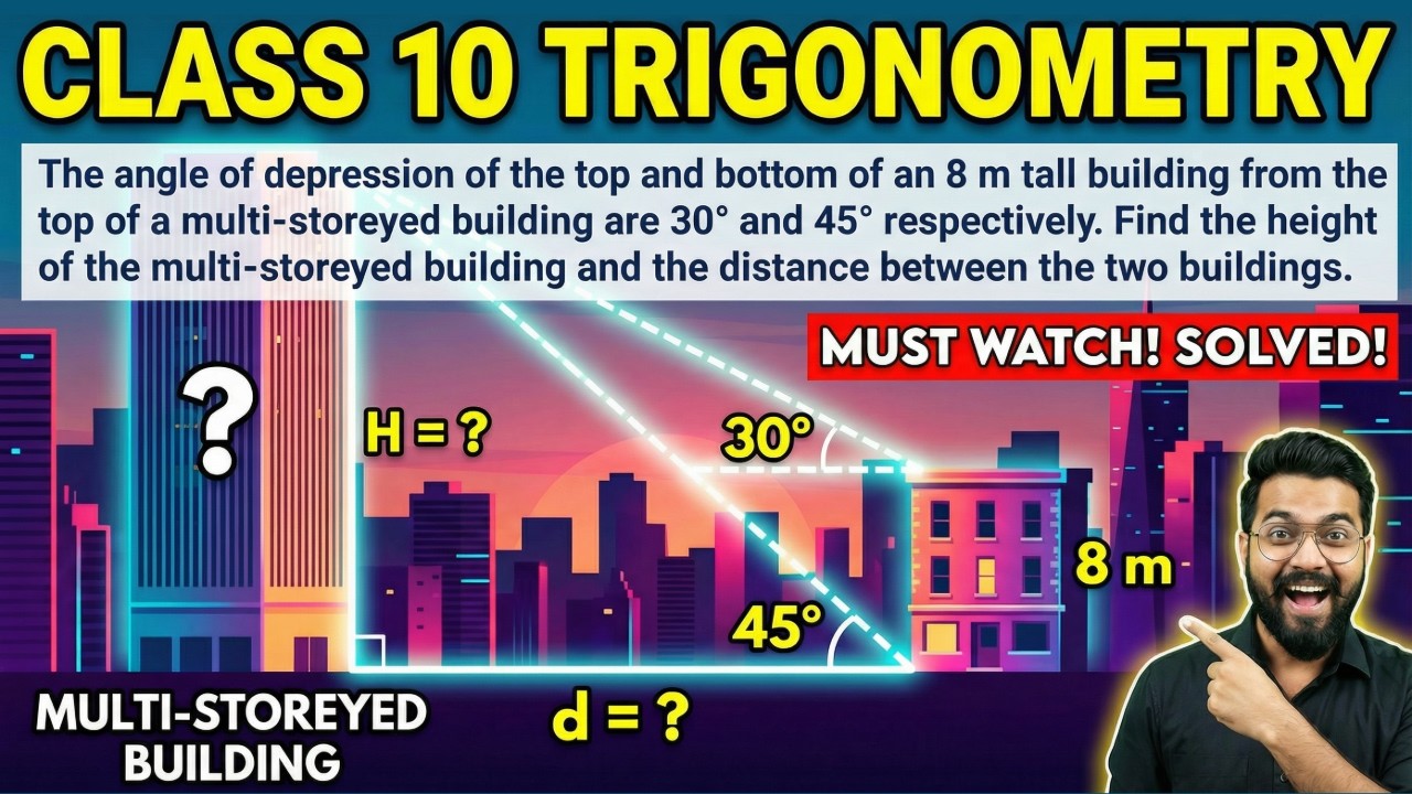 CBSE 2026: Angles of Depression & Height-Distance Problem - (Example 6 ...