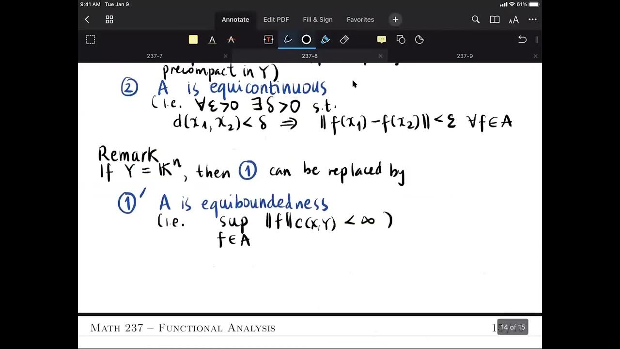 UPB Math 237 LEC6D Arzelà–Ascoli Theorem - YouTube