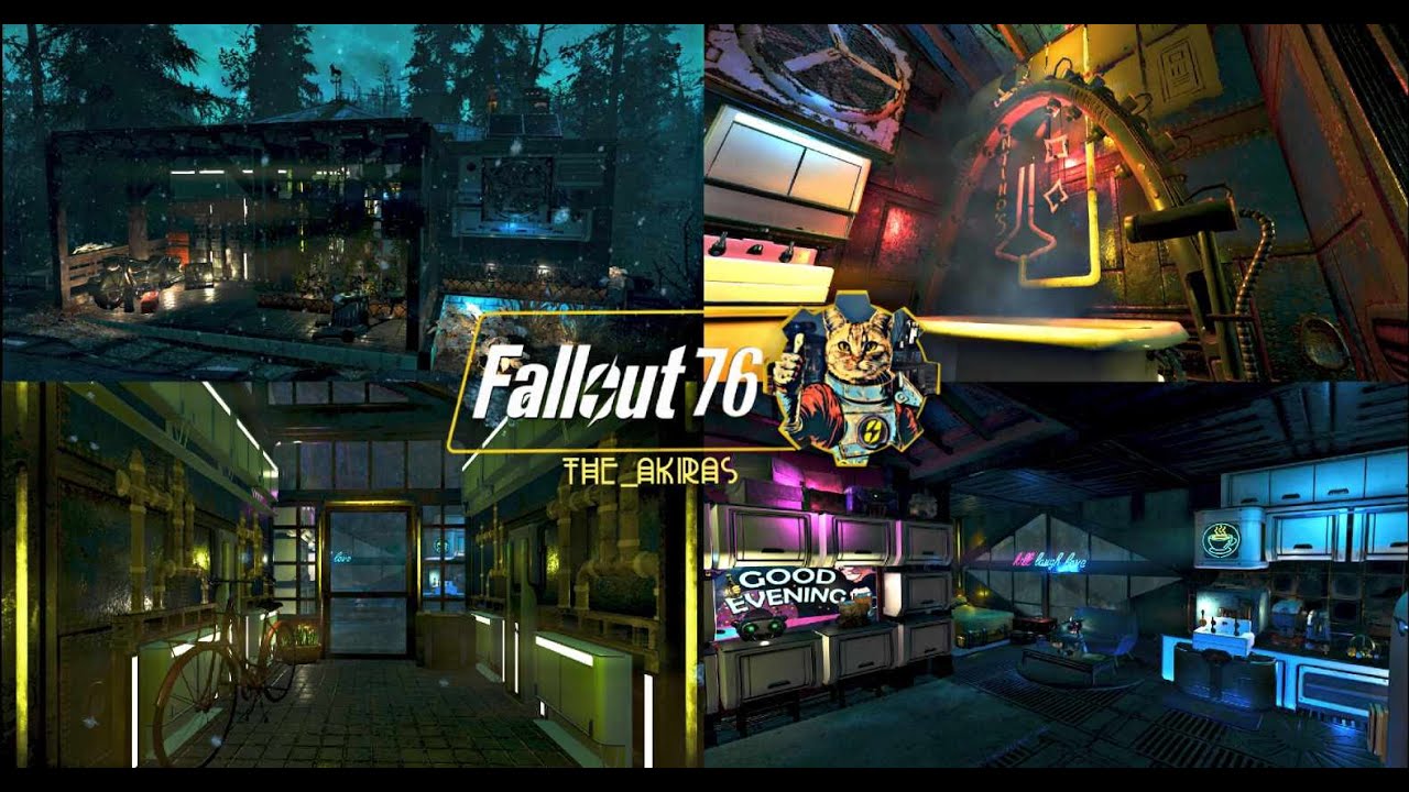 Fallout 76 Camp Build : Cyan Neo-Noir - YouTube