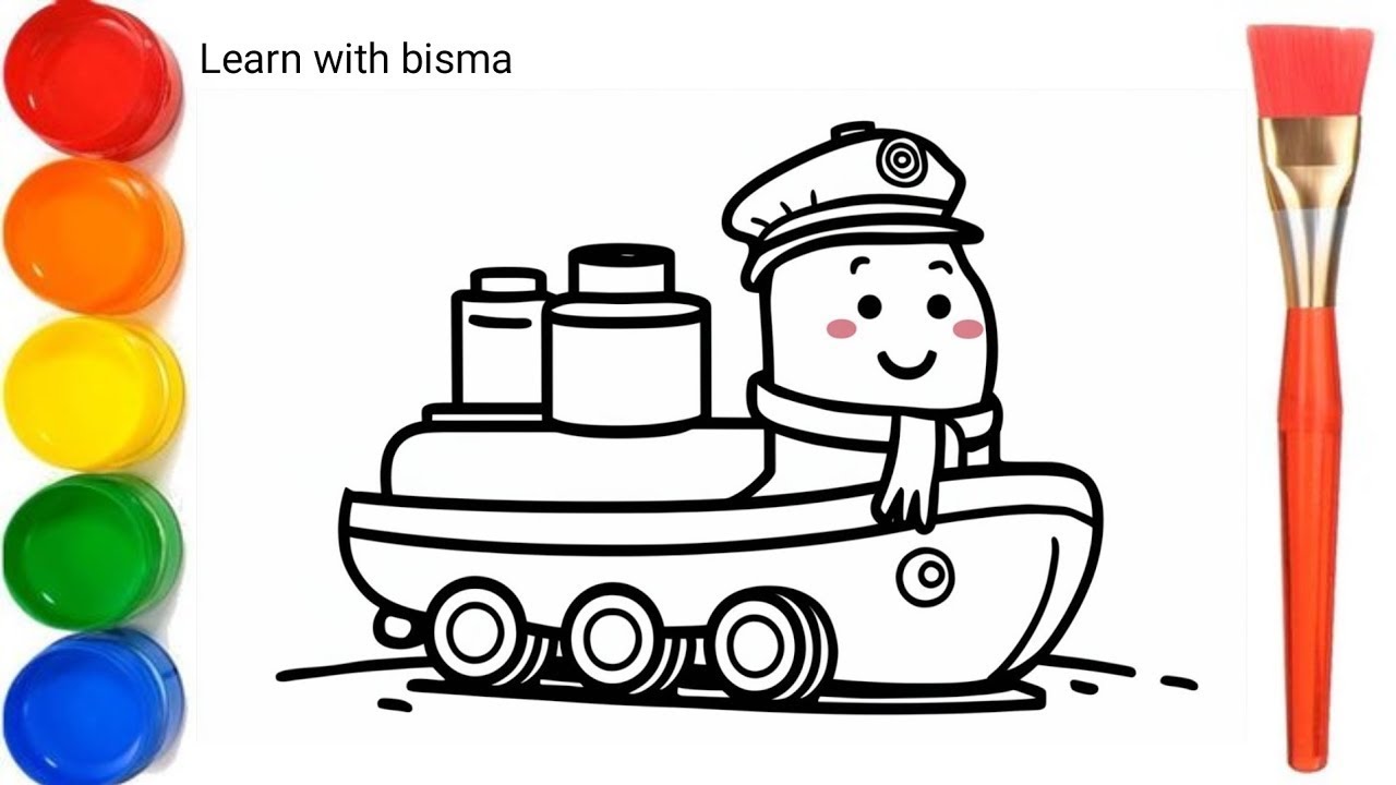 How to Draw oil tanker ship drawings, Painting and Coloring for Kids ...