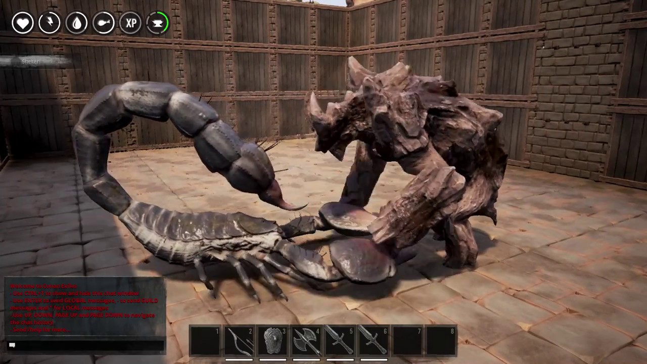 Conan Exiles Arena Battle ep1 :kappa king & rock nose king vs scorpion ...