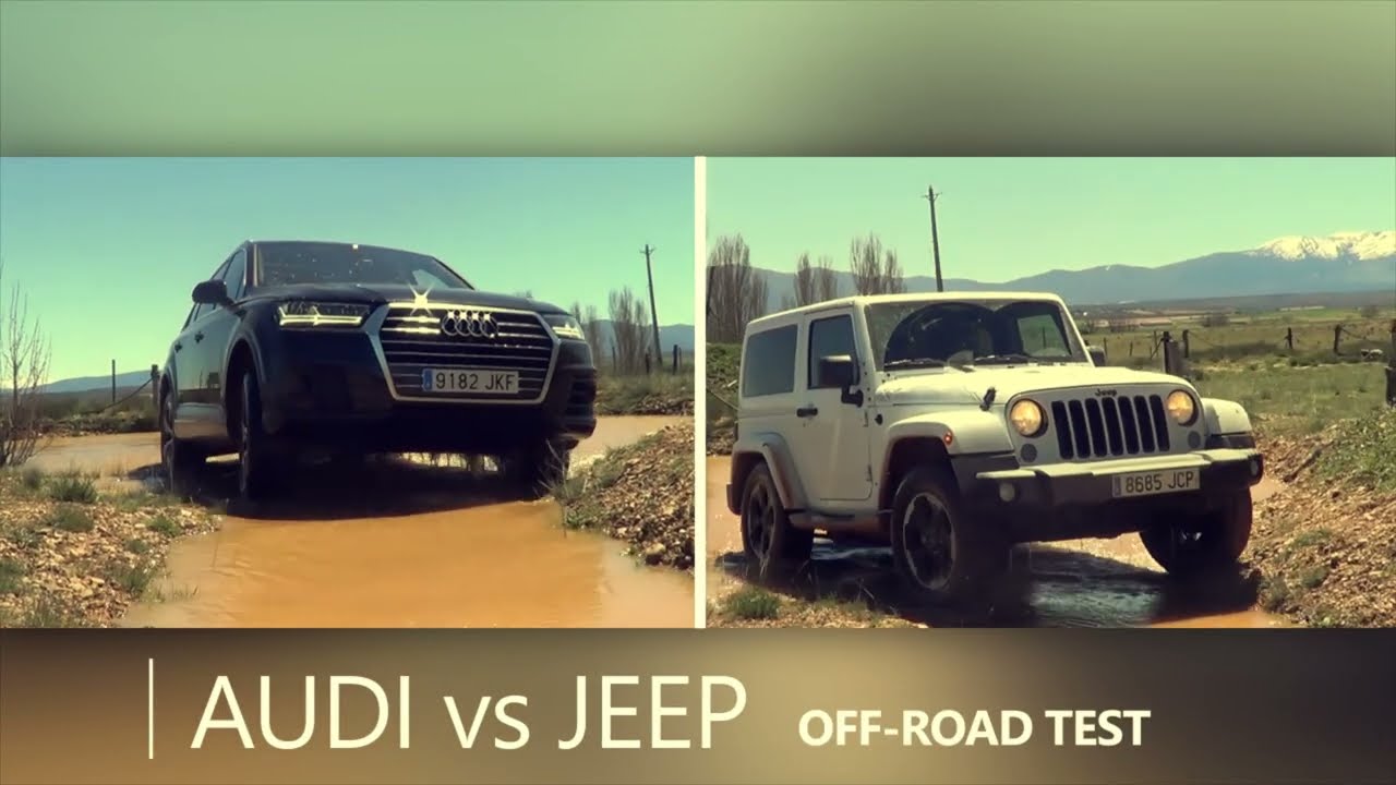[Duelo 4x4] Audi Q7 3.0 TDI vs Jeep Wrangler 2.8 CRD - YouTube