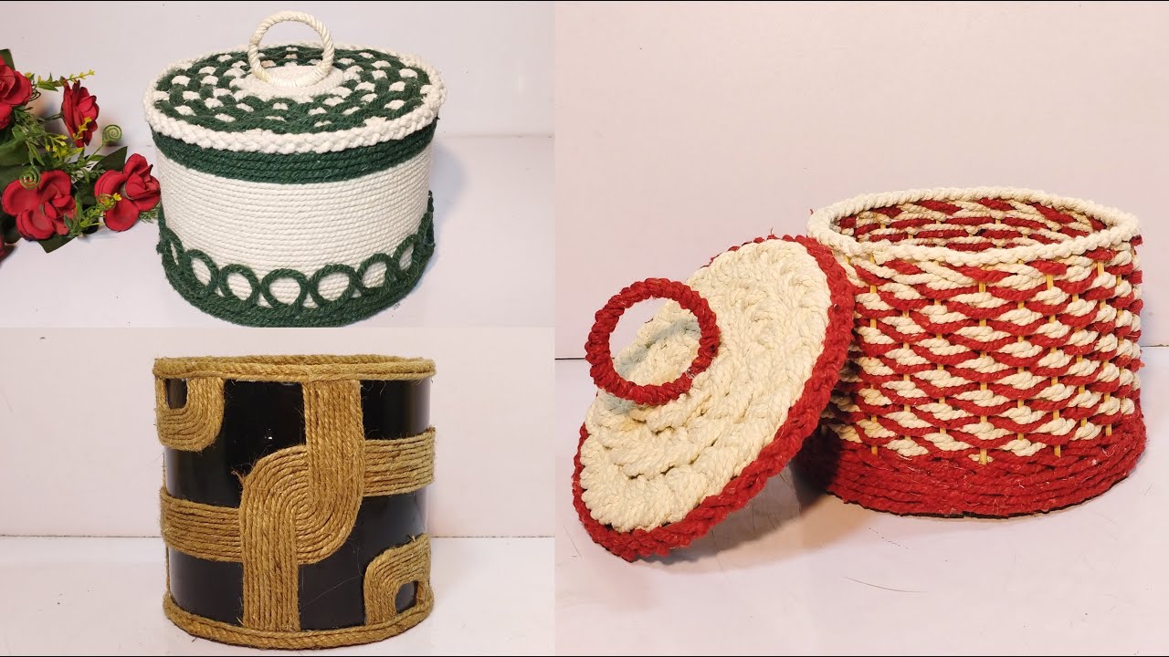 3 Different ideas of Rope Storage Basket |Diy Rope Basket |Diy Storage ...