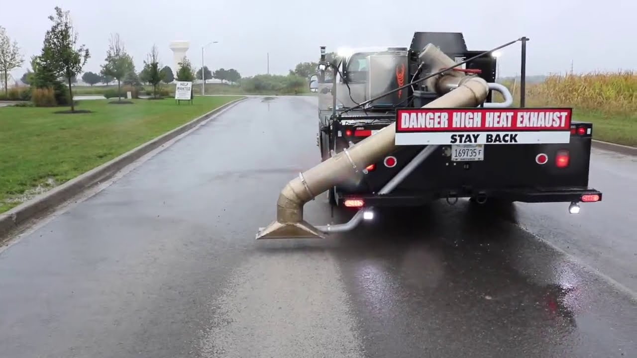 Pavement Drying Asphalt Rear View - YouTube