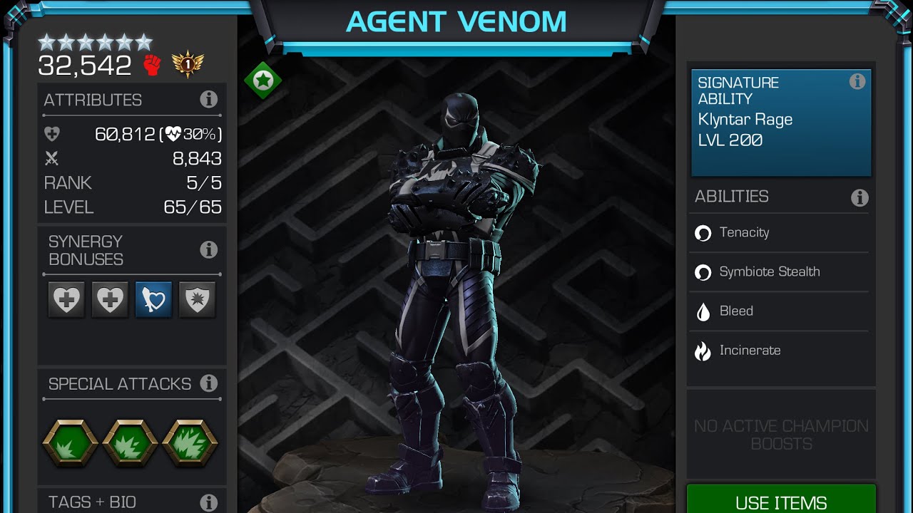 Ascended 6 Star Agent Venom vs LOL Starlord | 109 seconds | No Boosts ...