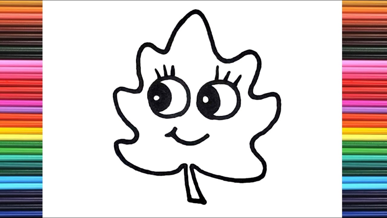 How to draw a leaf 🌈 Easy drawing for kids 🌈 Cute leaf drawing for kids ...